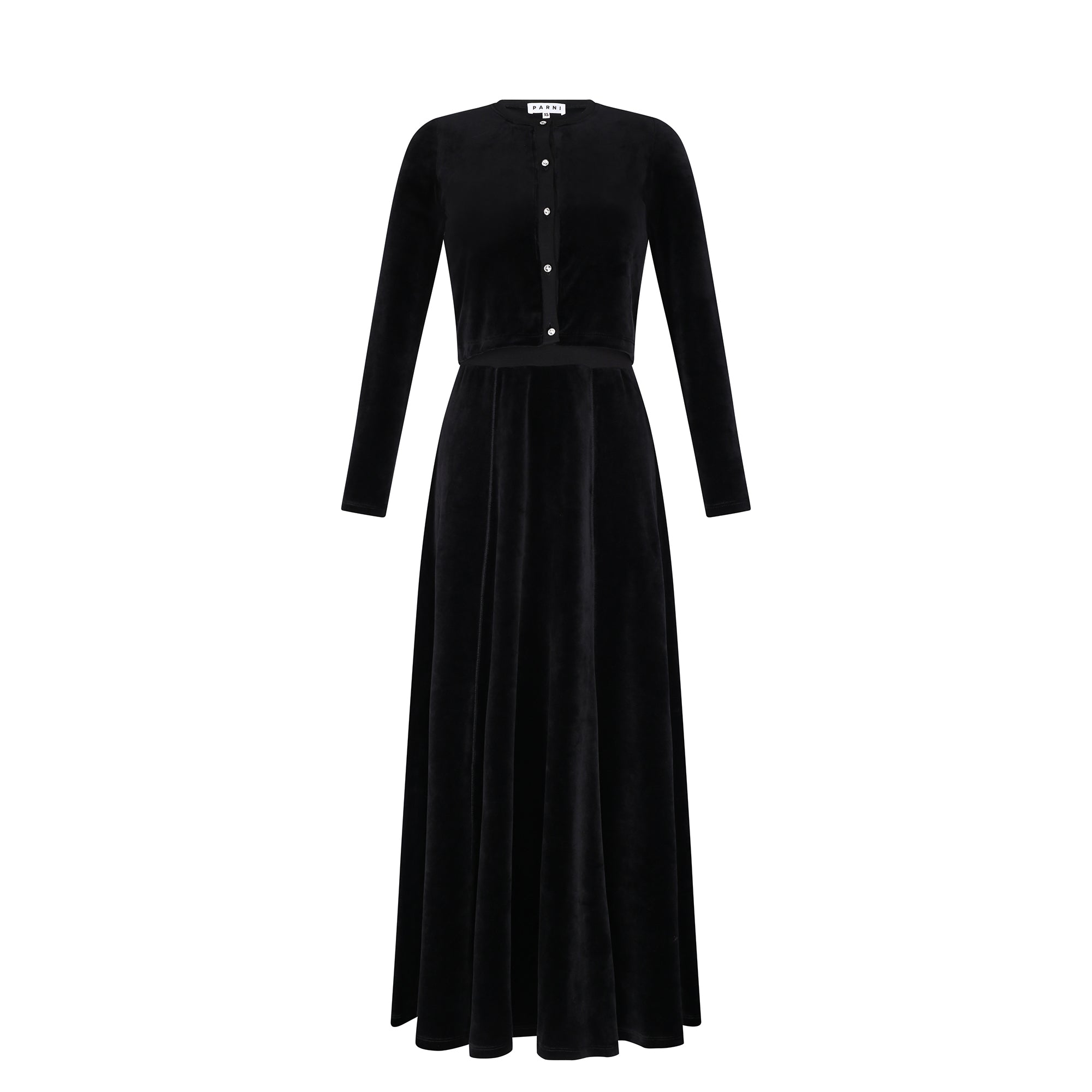 Velour Maxi Jumper and Rhinestone Cardigan Set – Parni